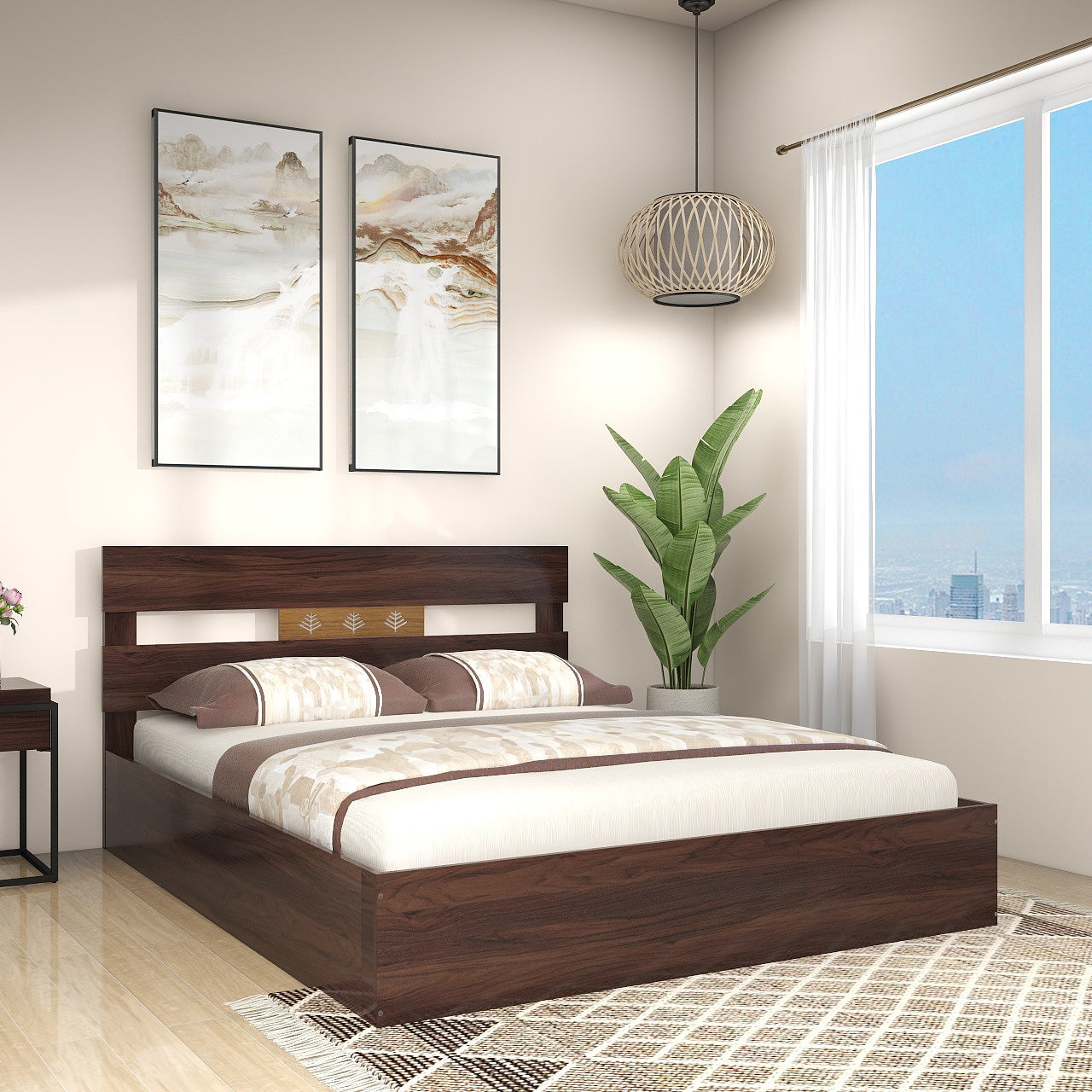 Yumako Queen Bed – Walnut Finish | DF2H – Direct Factory to Home