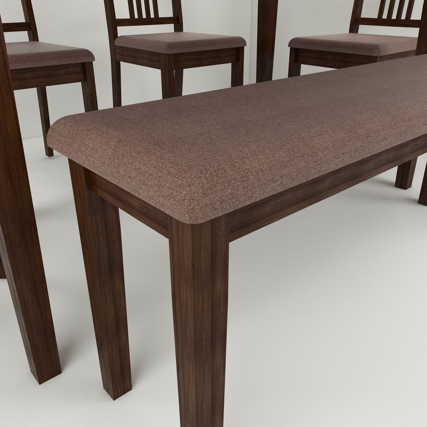Monterey 6-Seater Solid Wood Dining Table Set with Bench & Chairs
