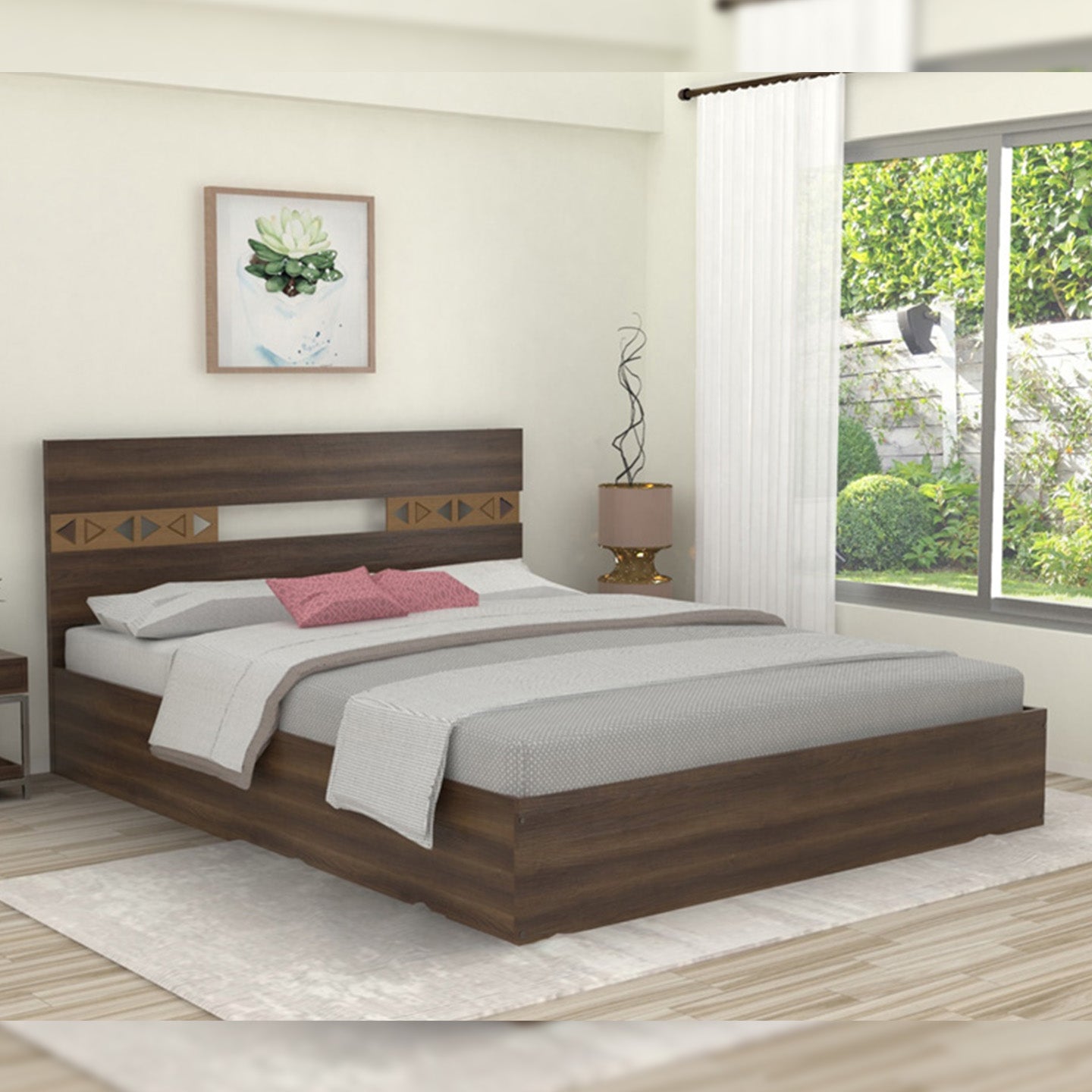 Clio Queen Bed in Walnut Colour – DIRECT FACTORY TO HOME PRIVATE LIMITED
